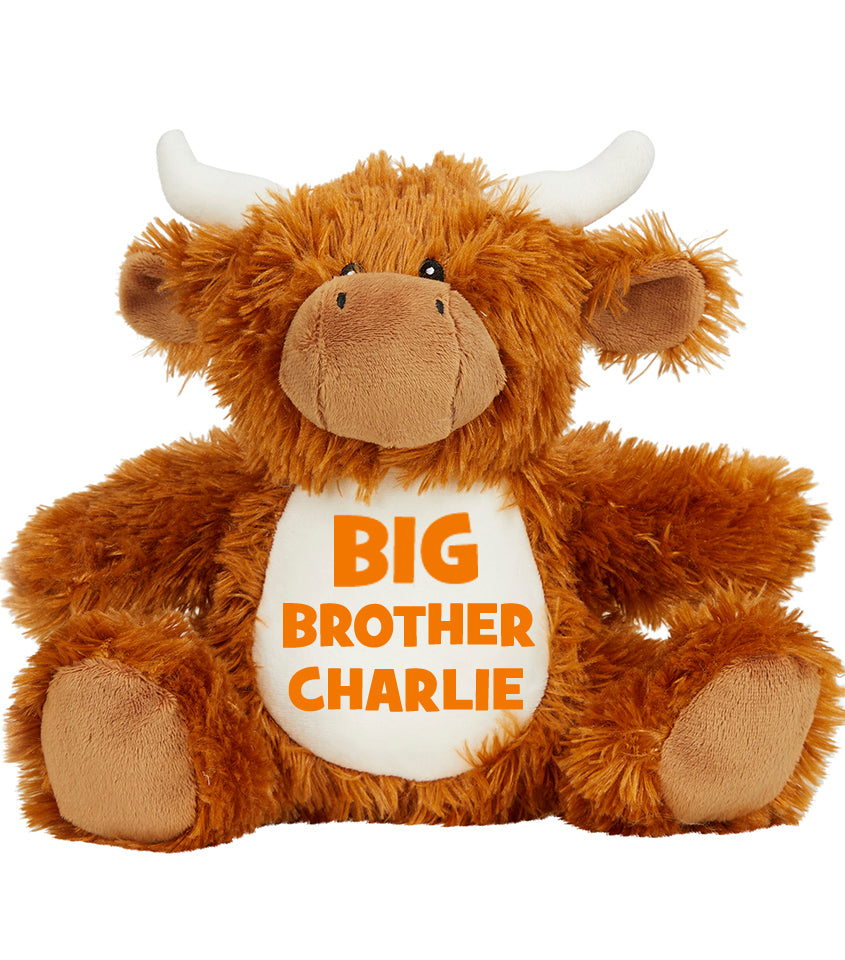 Personalised Highland Cow Teddy Bear Big brother Little brother Big Si